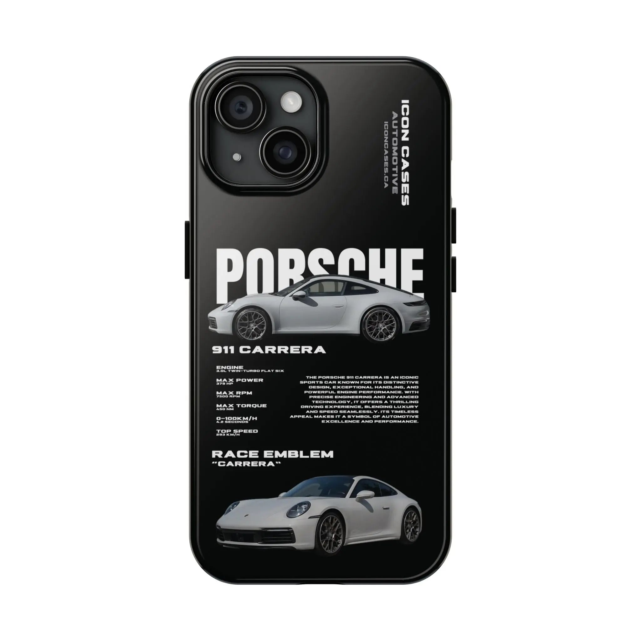 Porsche 992 Carrera Black Phone Case | 911 Carrera iPhone Case – Icon Cases